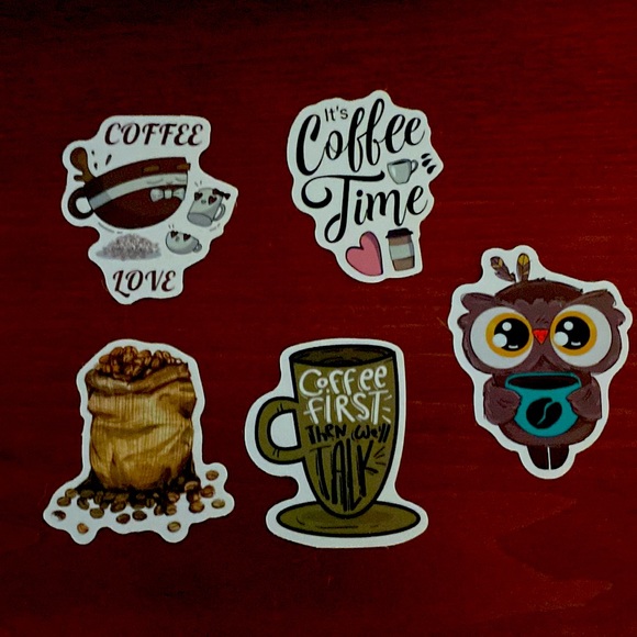 Design | Set Of 5 Vinyl Stickers Coffee Themed Cute New | Poshmark